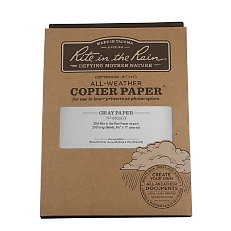 Rite in the Rain All Weather Multi Use Printer Copy Paper Gray Letter 8 ...