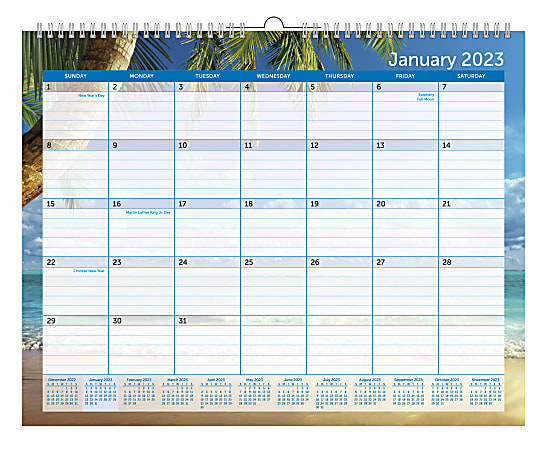 Office Depot Brand Monthly Wall Calendar 12 x 15 Paradise January To ...