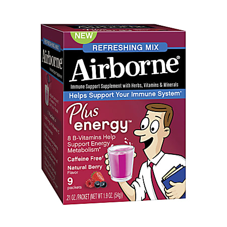 Airborne Plus Energy Packets Berry Pack Of 9 - Office Depot