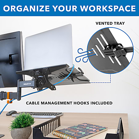 Mount It Steel Pole Mount 15.6 Laptop Holder 6 12 H x 11 34 W x 13 D ...