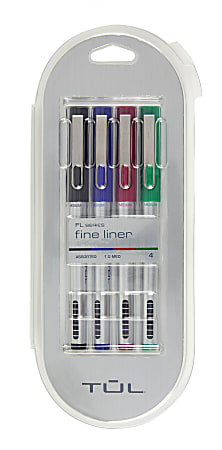 TUL Fine Liner Felt Tip Pens Fine Point 1.0 mm Silver Barrels Assorted ...