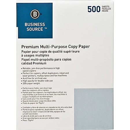 Business Source Premium Printer Copy Paper 400 Reams White Letter 8.5 x ...