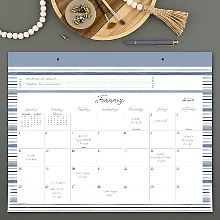Leah Bisch for Cambridge 2026 Monthly Desk Pad Calendar Stripe Standard ...