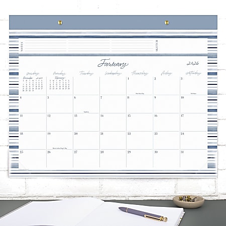 Leah Bisch for Cambridge 2026 Monthly Desk Pad Calendar Stripe Standard ...