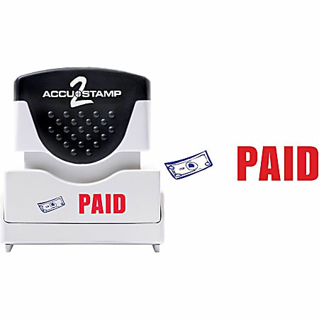 AccuStamp Pre Ink Message Stamp Paid BlueRed - Office Depot