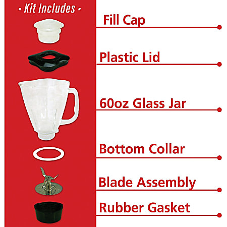 Brentwood 60 Oz Blender Glass Jar 6 Piece Replacement Set For Oster Blender Black P OST723 ...