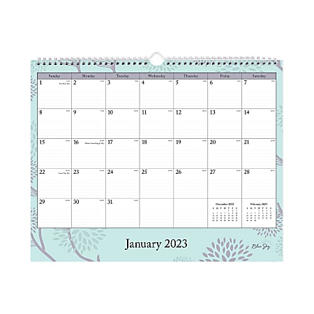 Blue Sky Monthly Wall Calendar 15 x 12 Rue Du Flore January To December ...