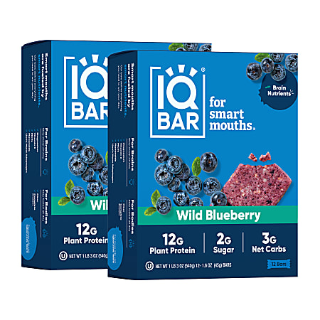 IQ BAR Wild Blueberry Bars 24 1.6 oz - Office Depot