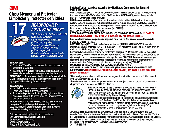 3M Flow Control Glass Cleaner Protector Concentrate 64 Oz Blue Pack Of ...