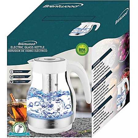 Brentwood 1.79 Qt 1100W Cordless Glass Electric Kettle With Tea Infuser ...