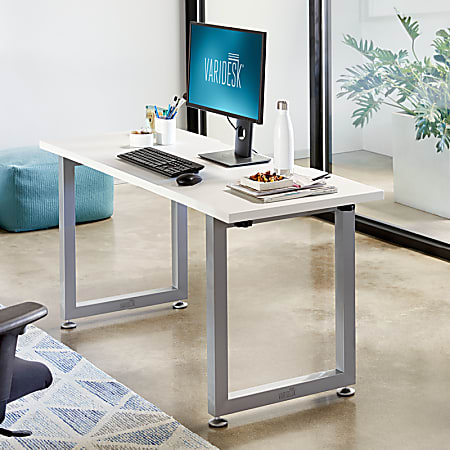 Vari Table 60 W x 24 D Computer Desk WhiteSilver - Office Depot
