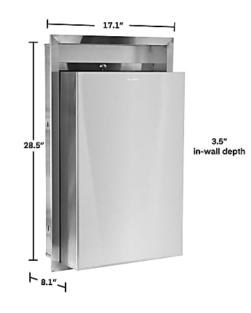 Alpine Recessed Waste Receptacle 12 Gallons Silver - Office Depot