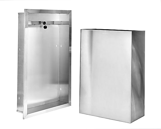 Alpine Recessed Waste Receptacle 12 Gallons Silver - Office Depot