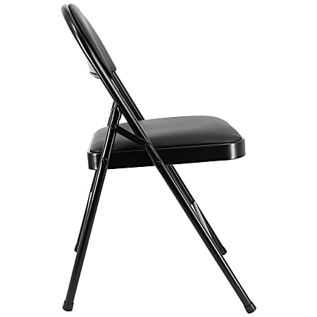 Elama Metal Folding Chairs With Padded Seats Black Set Of 4 Chairs ...