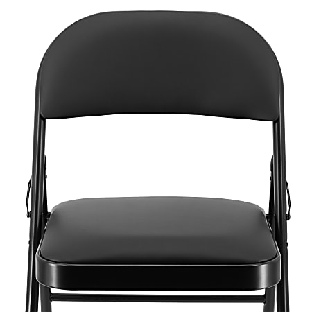 Elama Metal Folding Chairs With Padded Seats Black Set Of 4 Chairs ...