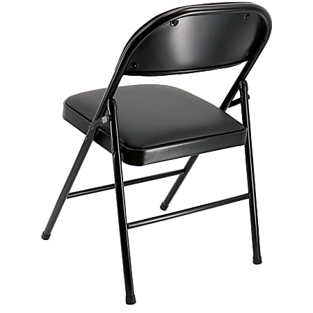 Elama Metal Folding Chairs With Padded Seats Black Set Of 4 Chairs ...