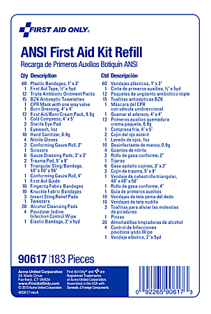 First Aid Only 906399056490565 50 Person First Aid Kit Refill 183 ...