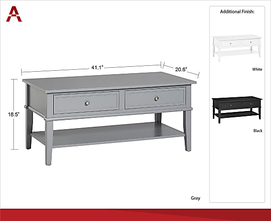 Ameriwood Home Franklin Coffee Table Rectangular Black - Office Depot