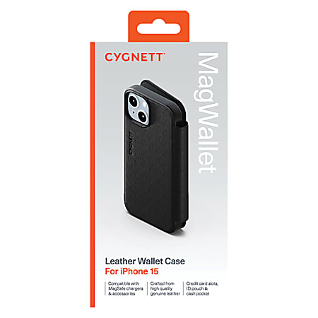Cygnett MagWallet MagSafe Compatible Leather Case For iPhone 15 Black ...