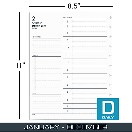 2027 TUL Discbound Daily Planner Refill Pages Letter Size January To ...