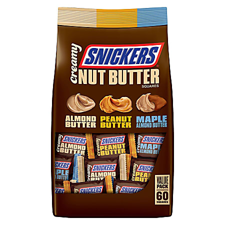 SNICKERS Creamy Nut Butter Squares 60 Piece Variety Pack 42 Oz Bag ...