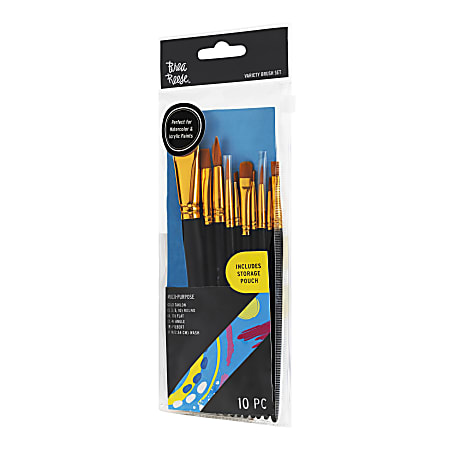 Brea Reese 10 Piece Value Paintbrush Set RoundFlat Black - Office Depot