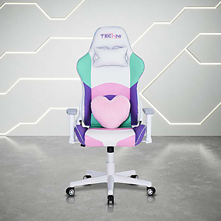 Techni Sport Kawaii Ergonomic Faux Leather Gaming Chair with Neck ...