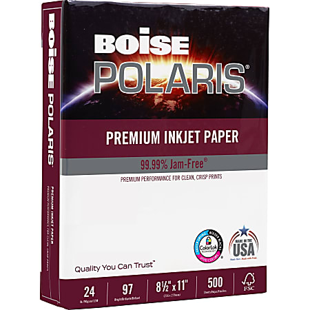 Boise POLARIS Premium Inkjet Paper 1 Ream White Letter Size 8 12 x 11 ...