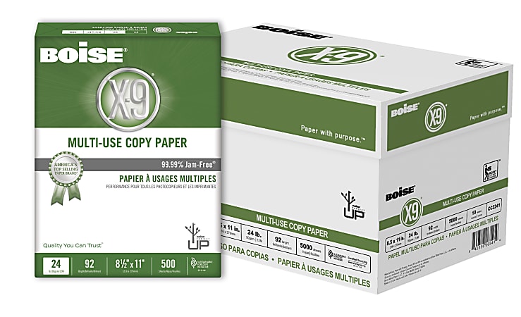 Boise X 9 Multi Use Copy Paper Letter Size 8 12 x 11 92 U.S. Brightness ...