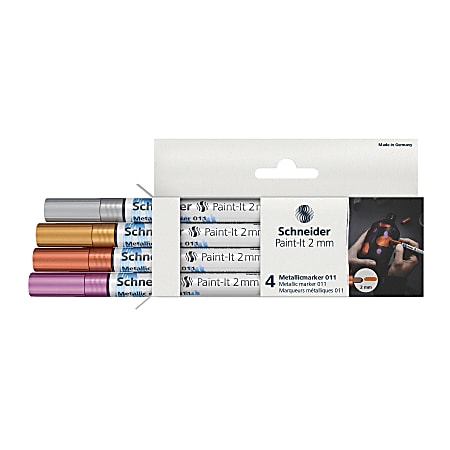 Schneider Paint It 011 Metallic Markers 0.8 mm Fine Tip Assorted Ink ...