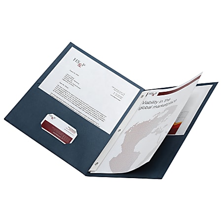Office Depot Brand 2 Pocket Textured Paper Folders With Prongs Dark ...