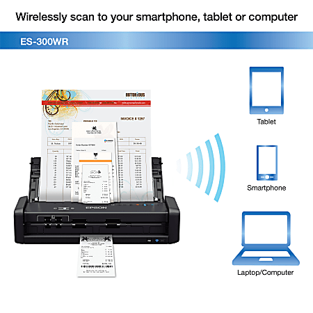 Epson WorkForce ES 300WR Wireless Color Document Scanner Accounting ...