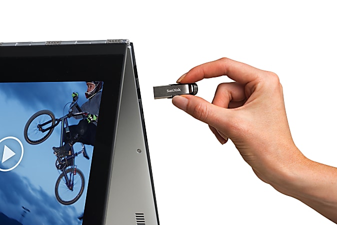 SanDisk Ultra Flair USB Drive 64GB SilverBlack - Office Depot