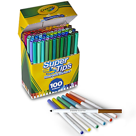 Crayola Washable Super Tips Markers Assorted Colors Pack Of 100 Markers ...