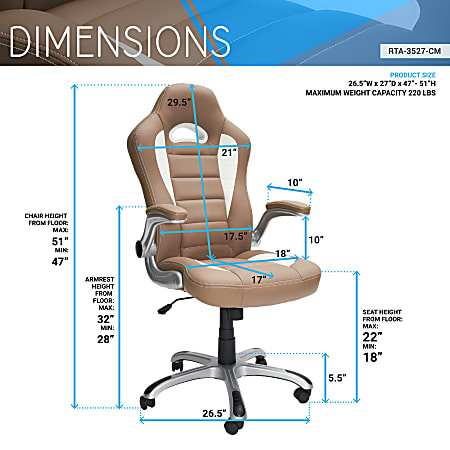 Techni Mobili RTA 3527 CM Faux Leather High Back Executive Office Chair ...