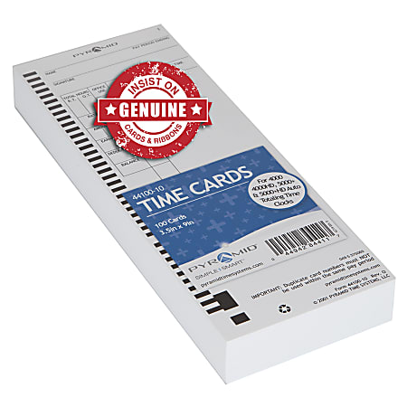 Pyramid Time System 100PK Authentic Time Cards 44100 10 4410010 ...