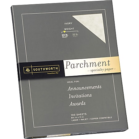 Southworth Parchment Specialty Paper 8 12 x 11 24 Lb Ivory Pack Of 100 ...