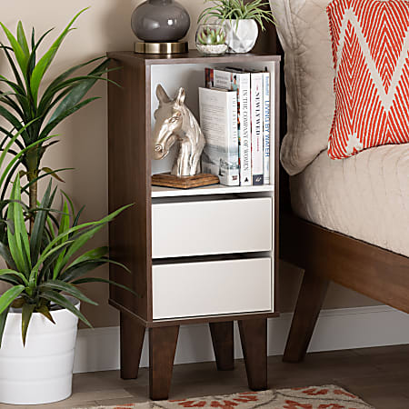 Baxton Studio 32 H Modern 2 Tone 2 Drawer Bookcase WhiteWalnut - Office ...