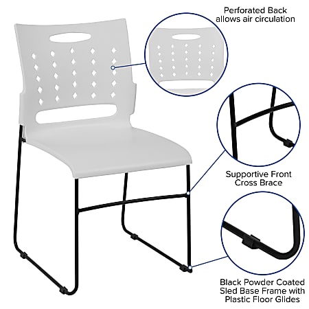 Flash Furniture Sled Base Stacking Chair With Handle And Air Vent Back ...
