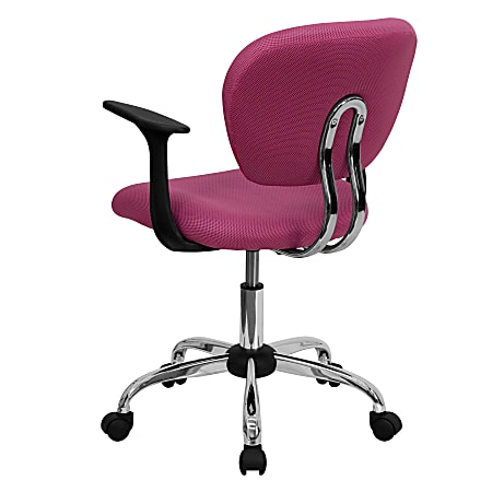 Flash Furniture Mesh Mid Back Swivel Task Chair With Arms PinkSilver ...