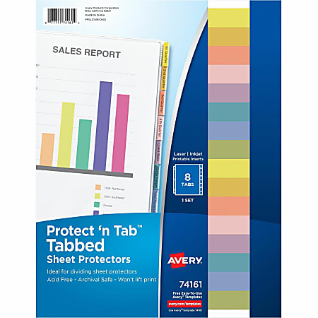 Avery Protect n Tab Tabbed Sheet Protector Dividers 8 12 x 11 Clear ...