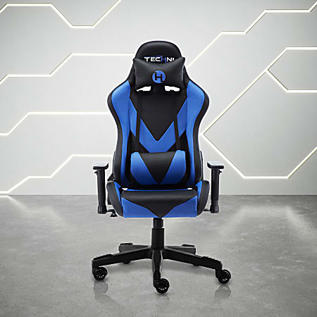 Techni Sport Ergonomic Faux Leather Computer Gaming Chair BlackBlue ...