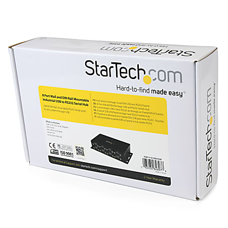 StarTech.com USB to Serial Adapter Hub 8 Port Industrial Wall Mount Din ...
