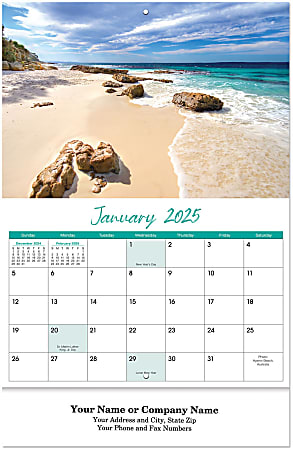 Beaches Stapled Wall Calendar - Office Depot