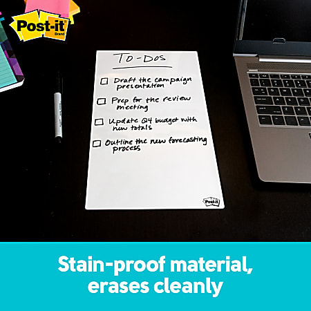 Post it Dry Erase Sheets 7 in x 11.3 in 1 Pack 3 SheetsPack White ...