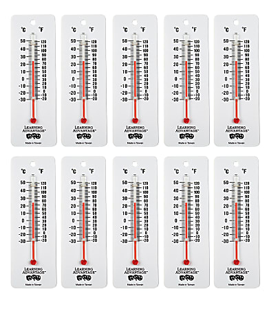 Learning Advantage Student Thermometers 2 x 6 White Grades 3 8 Pack Of ...