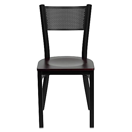 Flash Furniture Grid Back Metal Restaurant Chair MahoganyBlack - Office ...