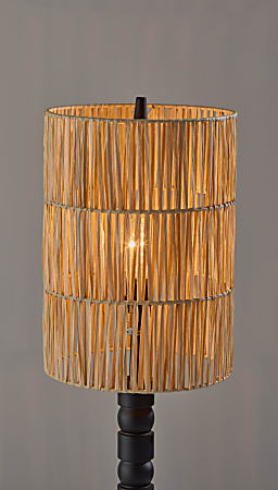 Adesso Norfolk Table Lamp Black with Woven Paper Raffia - Office Depot