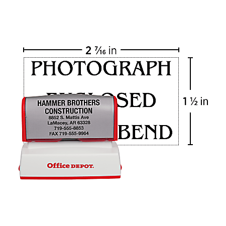 Custom Office Depot Brand Pre Inked Stamp 1 12 x 2 716 Impression ...