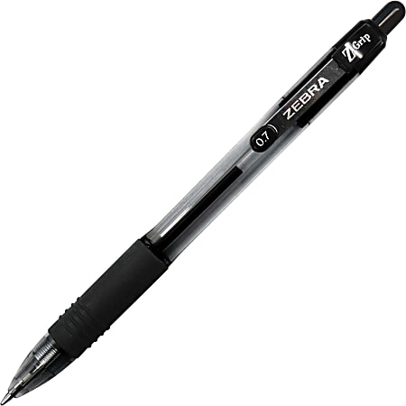 Zebra Pen Z Grip Retractable Ballpoint Pens 0.7 mm Pen Point Size Retractable Black 1 Dozen Office Depot